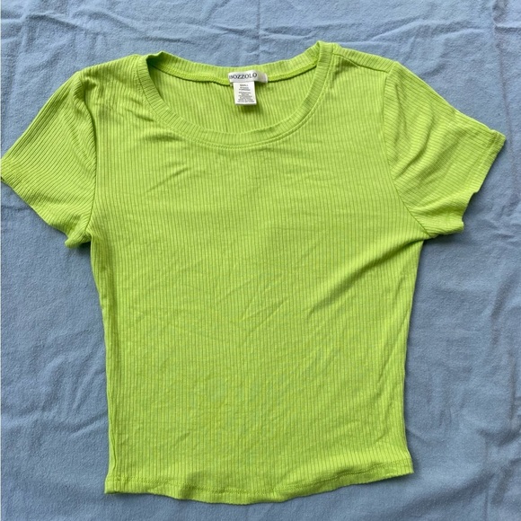 Bozzolo | Tops | Bozzolo Lime Green Ribbed Short Sleeve Top | Poshmark